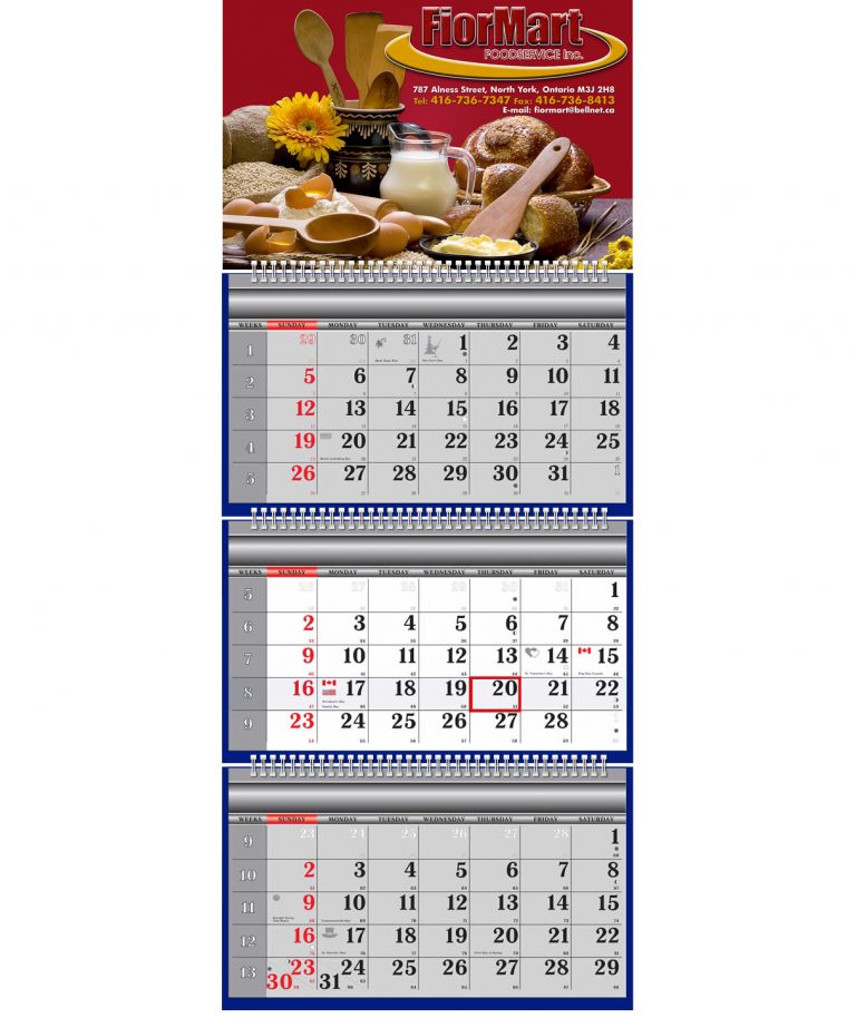 Custom Three-Panel Wall Calendars | Canada Custom Calendars